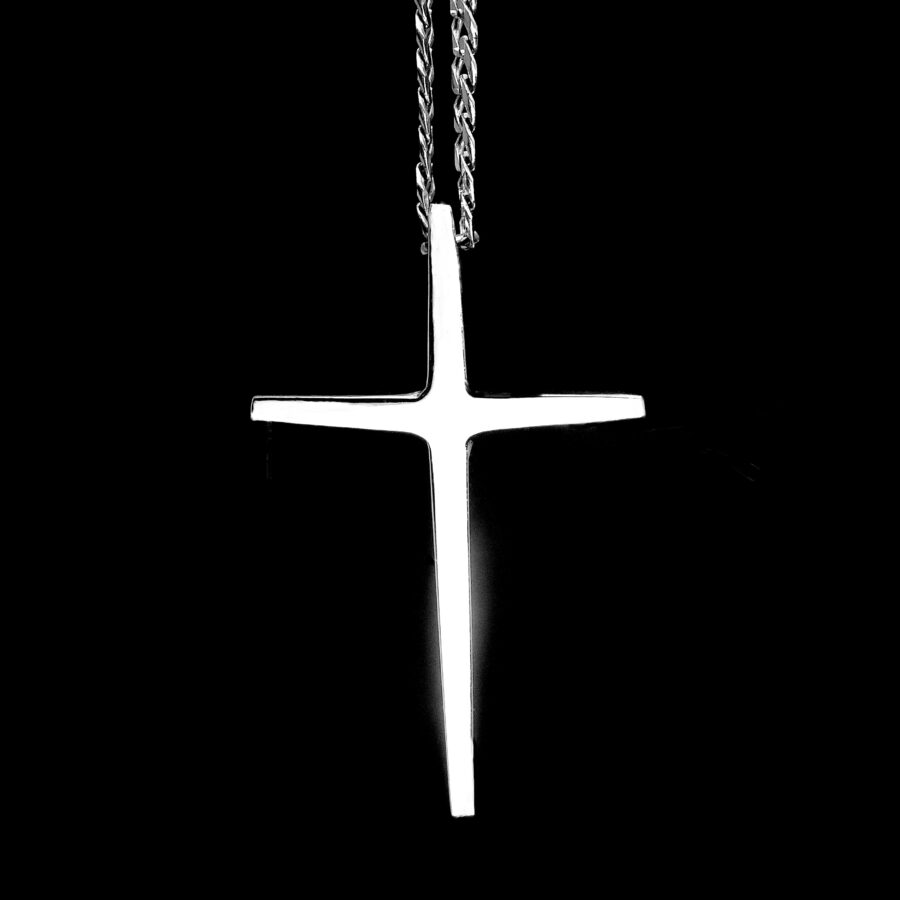 CROSS-TAPERED STERLING SILVER CROSS SIZE: 3" X 1 7/8" - The Silver Hammer